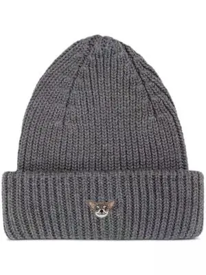 PELO FOUNDATION Dog-appliqué Merino Wool Beanie - Grey