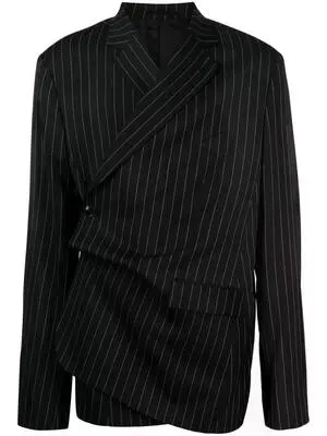 Martine Rose Pinstriped Wool-blend Wrap Blazer