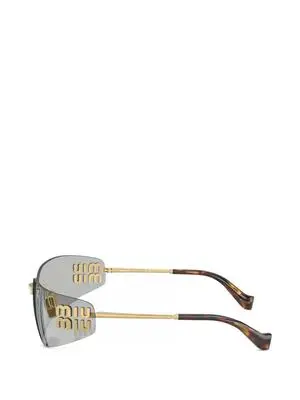 Miu Miu Logo-detail Sunglasses - Gold
