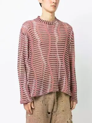 VITELLI Open Knit Striped Sweatshirt
