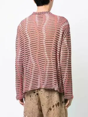 VITELLI Open Knit Striped Sweatshirt