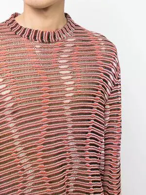 VITELLI Open Knit Striped Sweatshirt