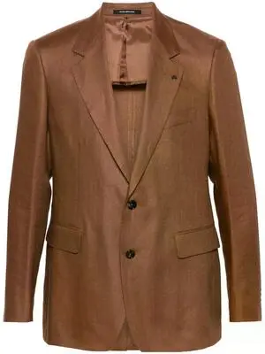 Tagliatore Single-breasted Linen Blazer - Brown