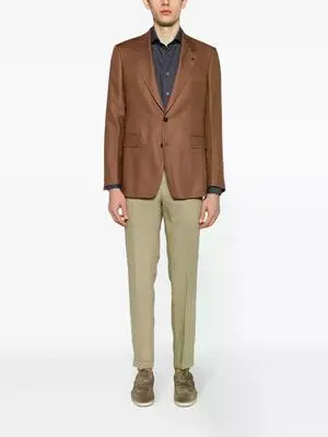 Tagliatore Single-breasted Linen Blazer - Brown