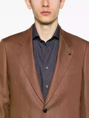 Tagliatore Single-breasted Linen Blazer - Brown