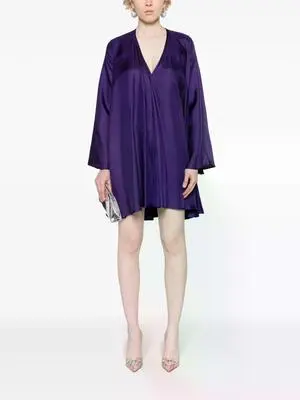BLANCA VITA V-neck Silk Minidress
