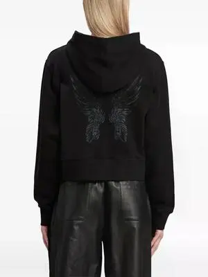 Palm Angels Wings Print Cotton Hoodie