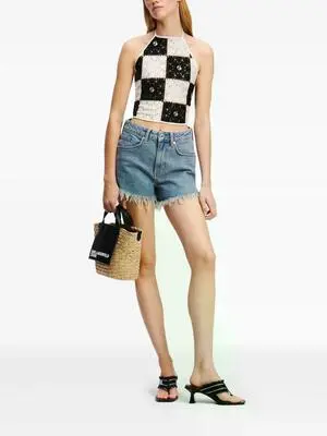 Karl Lagerfeld Frayed Denim Shorts