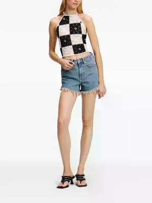 Karl Lagerfeld Frayed Denim Shorts