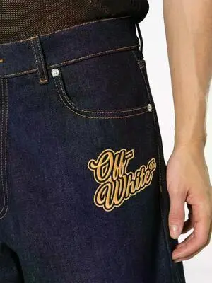Off-White Logo-patch Cotton Denim Shorts