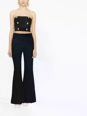 Alessandra Rich Pinstripe Crystal-embellished Crop Top
