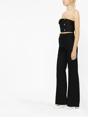Alessandra Rich Pinstripe Crystal-embellished Crop Top