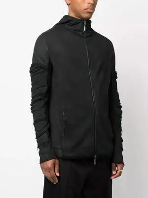 Masnada Draped Cotton Zip-up Hoodie