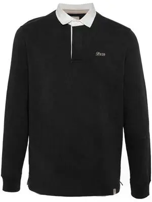 Boggi Milano Embroidered-logo Cotton Polo Shirt - Black