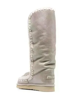 Mou Metallic Leather Boots - Neutrals
