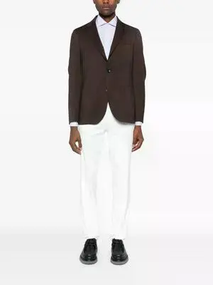 LARDINI Brooch-logo Appliqué Blazer - Brown