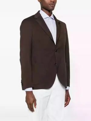 LARDINI Brooch-logo Appliqué Blazer - Brown