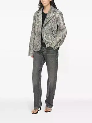WON HUNDRED Snakeskin-print Leather Jacket