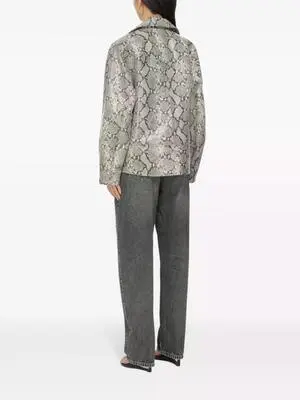 WON HUNDRED Snakeskin-print Leather Jacket