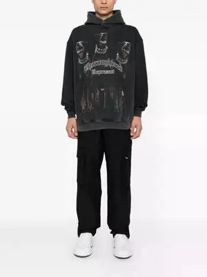 REPRESENT Thoroughbred-print Jersey Hoodie - Black