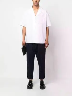 Balmain Embossed-button Drawstring-waist Trousers - Blue