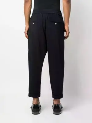 Balmain Embossed-button Drawstring-waist Trousers - Blue