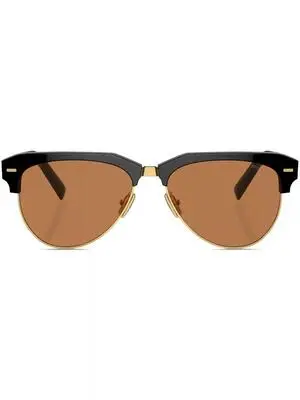 Miu Miu Logo-lettering Navigator-frame Sunglasses - Black