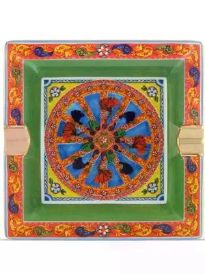 Dolce & Gabbana Contrasting-pattern Porcelain Ash-tray - Green