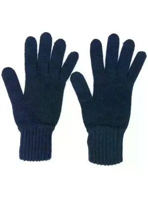 Pringle Of Scotland Cashmere Gloves With Ribbed Details - Blue