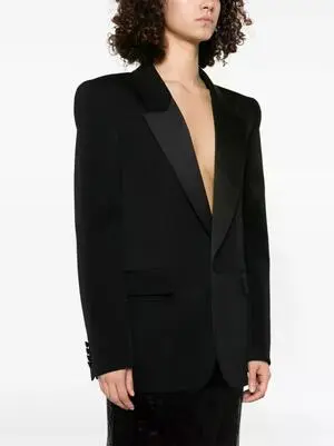 Saint Laurent Grain-de-poudre Blazer - Black