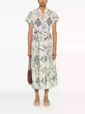 Eleventy Printed Linen Midi Dress