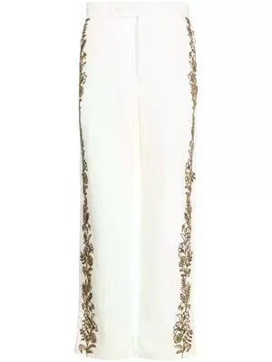 BODE Beaded Straight-leg Trousers - Neutrals