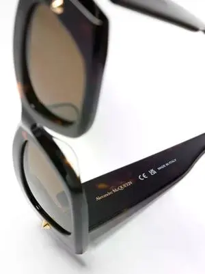 Alexander McQueen Spike Studded Rectangular Sunglasses - Brown