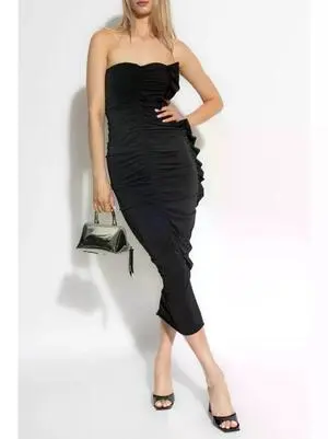 Attico Ruched Strapless Midi Dress