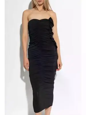 Attico Ruched Strapless Midi Dress