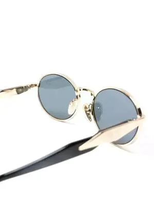 Prada Logo-engraved Oval-frame Sunglasses - Gold