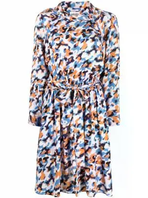 Kenzo Abstract Print Drawstring Midi Dress