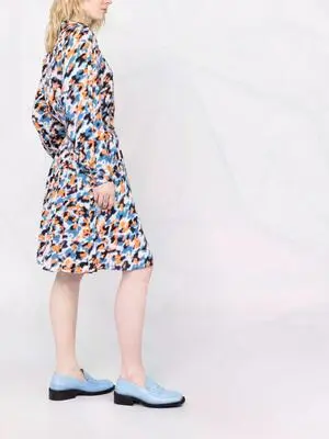 Kenzo Abstract Print Drawstring Midi Dress