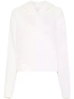Palm Angels Curved Logo Knitted Hoodie - Neutrals