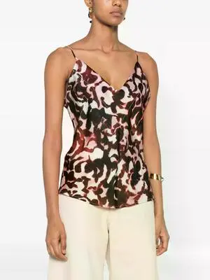 FORTE_FORTE Graphic Print V-neck Sleeveless Top