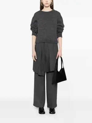 Goen.j Asymmetric Pleated Straight Pants - Grey