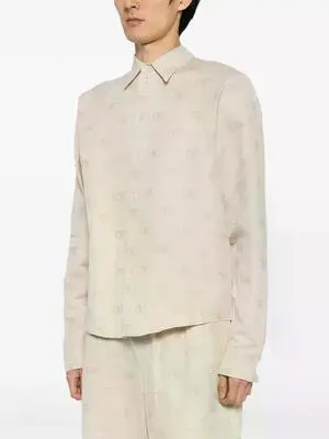 Off-White Logo-jacquard Cotton-linen Shirt
