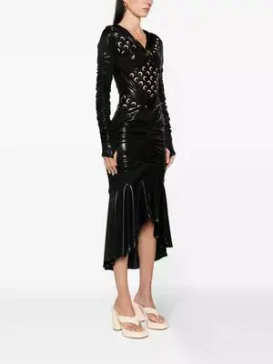 MARINE SERRE Regenerated Draped Midi Dress With Crescent Moon Print