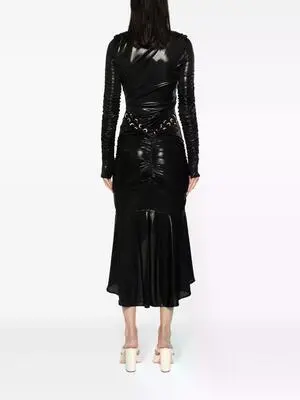 MARINE SERRE Regenerated Draped Midi Dress With Crescent Moon Print