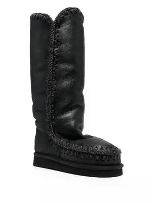 Mou Whipstitch-trim Shearling-lined Boots - Grey