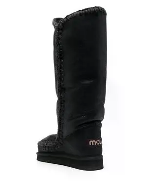Mou Whipstitch-trim Shearling-lined Boots - Grey