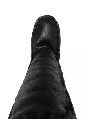 Mou Whipstitch-trim Shearling-lined Boots - Grey