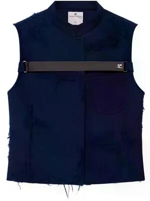 COURREGES Distressed-effect Strap-detailed Jacket - Blue