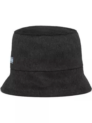 Prada Logo Patch Cashmere Bucket Hat