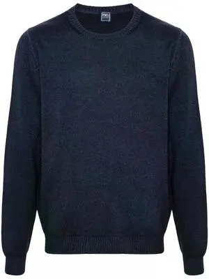 Fedeli Merino Wool Crew-neck Sweater - Blue